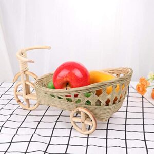 Cabilock Woven Fruit Basket Bamboo Bread Basket Container Bowl Candy Basket Serving Basket Flower Basket Appetizer Tray Storage Basket Tricycle Design for Fruit Snack Nuts Chip