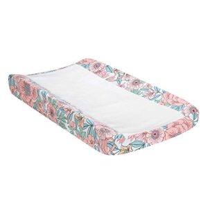 lambs & ivy giraffe and a half liberty floral watercolor changing pad cover