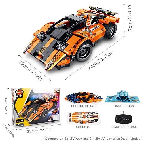 VATOS STEM Building Toys for Kids - 2-in-1 Tech Remote Control Car Building Kits | RC Racing Cars Building Bricks & Construction Vehicle Engineering Kits Toys for Boys Girls Aged 6 7 8 9 10 11 12+