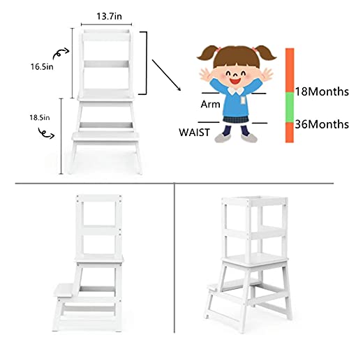 Popin Lover Kitchen Step Stool for Kids and Toddlers with Safety Rail, Kids Step Stool Standing Tower Stool for Bathroom& Kitchen