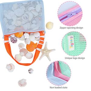 Beach Toy Mesh Beach Bag Kids Shell Collecting Bag Beach Sand Toy Seashell Bag for Holding Shells Beach Toys Sand Toys Swimming Accessories for Boys and Girls(Only Bags,A Set of 3)