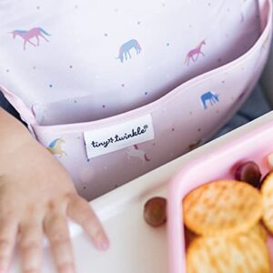 Tiny Twinkle Mess-Proof Baby Bib - Waterproof Bib for Baby Girl - Machine Washable - Adjustable Closure - PVC, BPA, & Phthalate Free - Great for Travel - Baby Food Bibs (3 Pack, Boho, Unicorn)