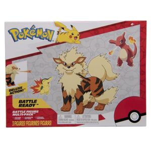 Pokemon Fire-Themed Battle Figure Set: 4.5" Arcanine, 3" Charmeleon, 2" Cyndaquil - Exclusive Toys for Kids & Pokemon Fans