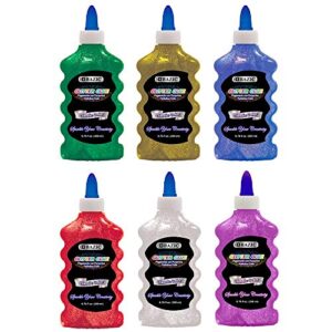 6 BAZIC Classic Color Glitter Glue Assorted 6.76 Fl Oz Sparkle Slime Art Crafts