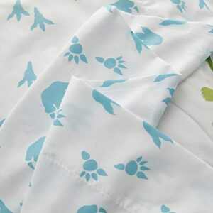 UOZZI BEDDING 4 Pieces Toddler Bedding Set Dinosaur White Includes Comforter, Flat Sheet, Fitted Sheet and Pillowcase