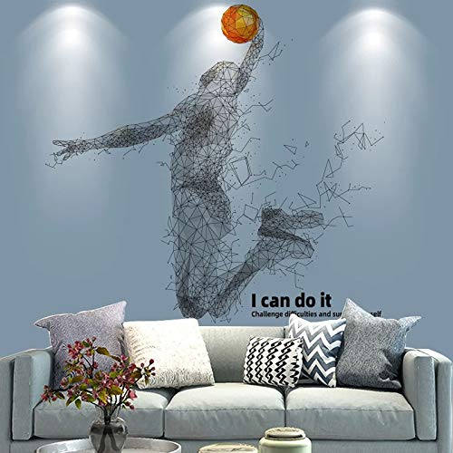 3D Wall Decal Removable Basketball Player Sticker for Kids Bedroom Living Room Playroom DIY Sport Wall Decal Art,Silhouette Wall Decals Stickers for Boy Rooms