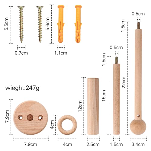 Wooden Mobile Arm Baby Mobile Hanger Screw Reinforced 21.6 Inch Crib Mobile Holder Wooden Mount Wall Bracket Baby Girl Nursery Decor (Without The Mobile)