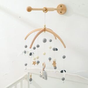 Wooden Mobile Arm Baby Mobile Hanger Screw Reinforced 21.6 Inch Crib Mobile Holder Wooden Mount Wall Bracket Baby Girl Nursery Decor (Without The Mobile)