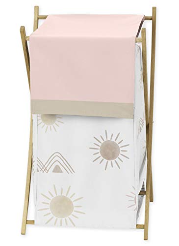 Sweet Jojo Designs Boho Desert Sun Baby Kid Clothes Laundry Hamper - Blush Pink Mauve Gold Taupe Bohemian Watercolor Mountains Southwest Nature Outdoors Minimalist Geometric