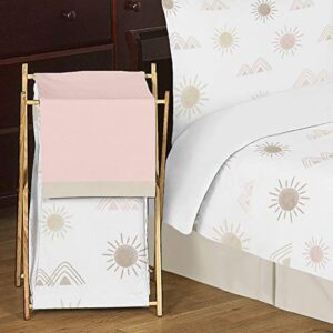 Sweet Jojo Designs Boho Desert Sun Baby Kid Clothes Laundry Hamper - Blush Pink Mauve Gold Taupe Bohemian Watercolor Mountains Southwest Nature Outdoors Minimalist Geometric