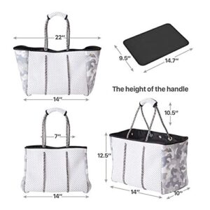 Large Neoprene ,Waterproof Shoulder ，Multipurpose beach bag Tote for Travel Beach Gym Swimming(L,White)