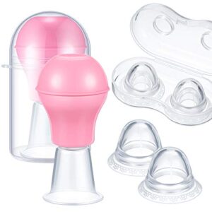 4 pieces nipple sucker nipple corrector nipple puller women breastfeeding flat inverted nipple, aspirator nipples retraction nipples silicone cups for mommy girl (pink)