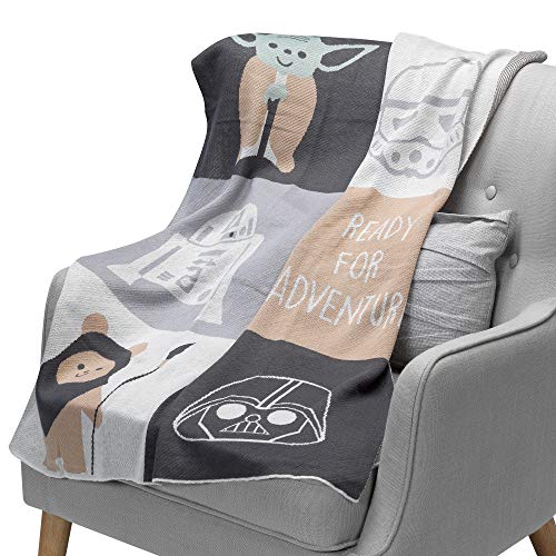 Lambs & Ivy Star Wars The Force Knit Baby Blanket - Yoda/Ewok/R2-D2/Vader