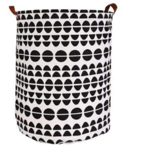 modernhome & co 19.7in tall laundry basker large hamper room storage decor waterproof foldable canvas laundry baskets kawaii room decor baskets for organizing baby hamper laundry bag (black sm polka)