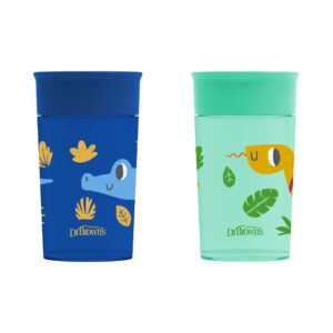 Dr. Brown’s Polypropylene (PP) Milestones Cheers 360 Sippy Training Cups for Babies and Toddlers - Blue/Green - 10oz - 2-Pack - 9m+