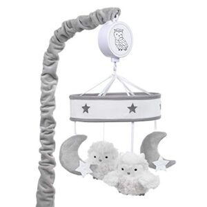 lambs & ivy luna gray/white owls and moons musical baby crib mobile, 1 count (pack of 1)