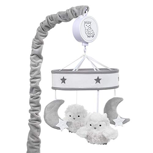 Lambs & Ivy Luna Gray/White Owls and Moons Musical Baby Crib Mobile, 1 Count (Pack of 1)