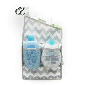 Chevron Pattern Diaper Caddy and Nursery Organizer for Newborn Baby Essentials, Hang on Crib, Baby Bed. Changing Table or Wall. Multiple Pockets to Store Wipes, Creams, Lotions, Toys and More.