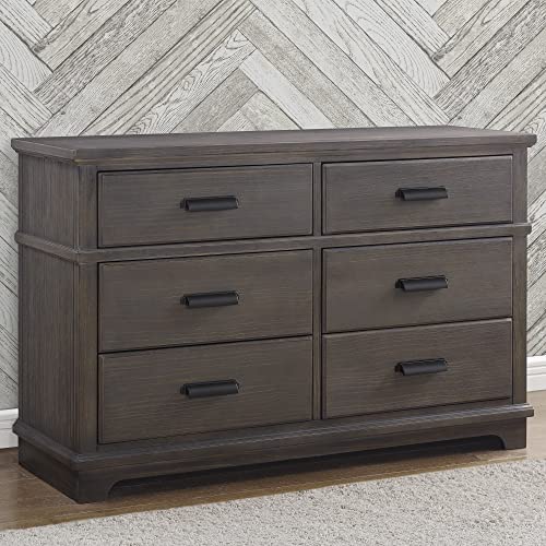 Delta Children Simmons Kids Asher 6 Drawer Dresser with Changing Top, Fully Assembled Rustic, Greenguard Gold Certified, Rustic Grey