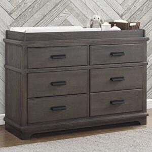 Delta Children Simmons Kids Asher 6 Drawer Dresser with Changing Top, Fully Assembled Rustic, Greenguard Gold Certified, Rustic Grey