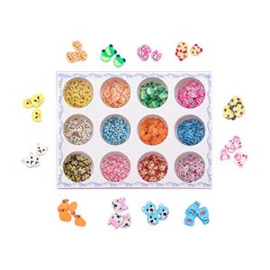 12 bottles/pack flower animal fruit resin filling glitter soft clay for diy epoxy resin mold decor nail art jewelry making tools (animal)