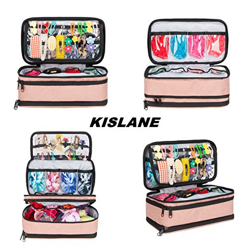 KISLANE Baby Girl Hair Accessories Storage Bag, Soft Headbands Holder, Barrette, Bows, Hair Ties, Pins, Clips Storage Bag for Girls, Baby Mittens Storage Travel Bag with Multi-Compartment