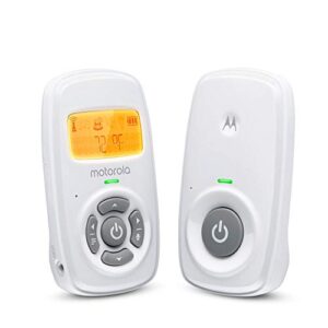 motorola mbp24 audio baby monitor with room temperature display, high sensitivity microphone and two-way talk, white