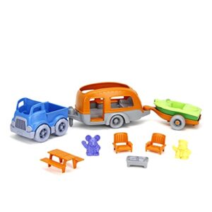 green toys rv camper set, blue/orange - 10 piece pretend play, motor skills, kids toy vehicle playset. no bpa, phthalates, pvc. dishwasher safe, recycled plastic, made in usa.