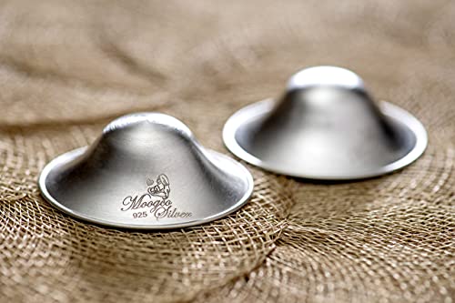 The Original Silver Nursing Cups - Nipple Shields for Nursing Newborn - Newborn Essentials Must Haves - Nipple Covers Breastfeeding - 925 Silver (2 Count (Pack of 1))