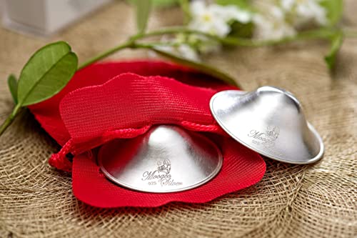 The Original Silver Nursing Cups - Nipple Shields for Nursing Newborn - Newborn Essentials Must Haves - Nipple Covers Breastfeeding - 925 Silver (2 Count (Pack of 1))