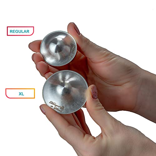 The Original Silver Nursing Cups - Nipple Shields for Nursing Newborn - Newborn Essentials Must Haves - Nipple Covers Breastfeeding - 925 Silver (2 Count (Pack of 1))