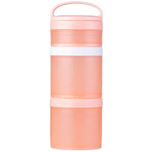 whiskware stackable snack containers for kids and toddlers, 3 stackable snack cups for school and travel, coral color