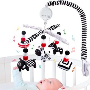 teytoy my first baby crib mobile, black and white baby mobile for crib, high contrast mobile toy for newborn infants boys and girls