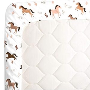 NoJo Desert Sunset Horse Tan, Taupe, Brown & White Super Soft Fitted Mini Crib Sheet, Tan, Brown, Grey, White