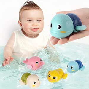 bath toys, 4 pack baby bath toys for toddlers 1-3, floating wind-up toys swimming pool games water play set xmas gift for bathtub shower beach infant toddlers kids boys girls age 1 2 3 4 5 6 years