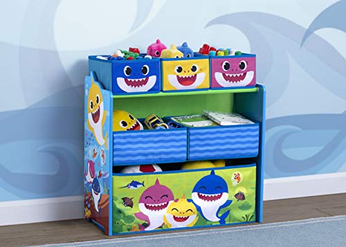 Baby Shark Kids Table and Chair Set with Storage (2 Chairs Included) Plus Design & Store 6 Bin Toy Storage Organizer - Ideal for Arts & Crafts, Homeschooling, Homework & More by Delta Children