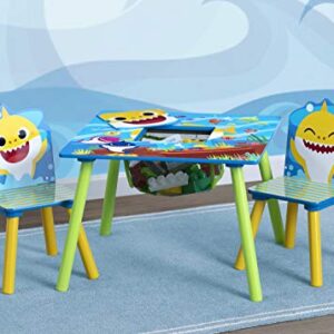 Baby Shark Kids Table and Chair Set with Storage (2 Chairs Included) Plus Design & Store 6 Bin Toy Storage Organizer - Ideal for Arts & Crafts, Homeschooling, Homework & More by Delta Children