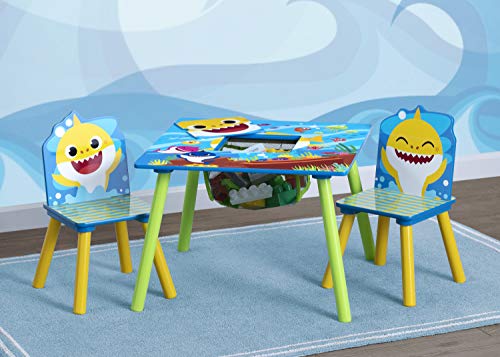 Baby Shark Kids Table and Chair Set with Storage (2 Chairs Included) Plus Design & Store 6 Bin Toy Storage Organizer - Ideal for Arts & Crafts, Homeschooling, Homework & More by Delta Children