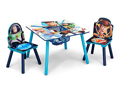 Delta Children Kids Table and Chair Set with Storage (2 Chairs Included) Plus Design and Store 6-Bin Toy Storage Organizer - Arts & Crafts, Homeschooling, Homework & More, Disney/Pixar Toy Story 4