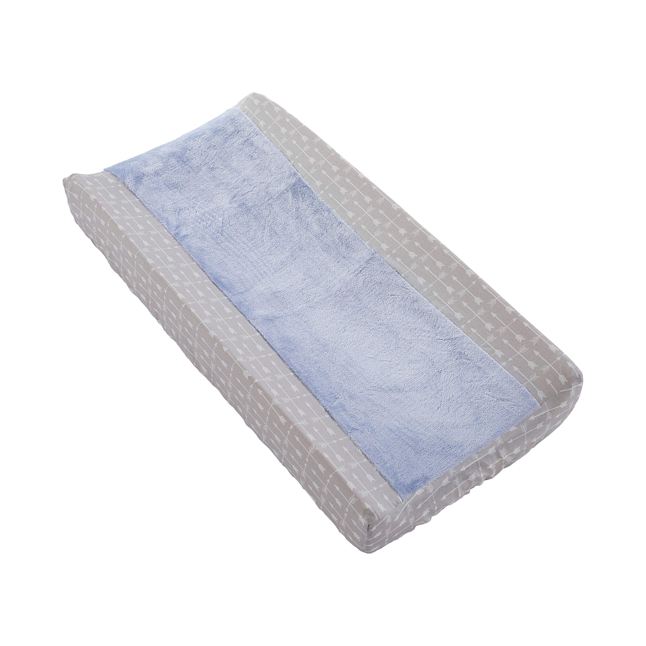 Levtex Baby - Rowan Diaper Changing Pad Cover - Fits Most Standard Changing Pads - Blue Plush, Grey and White Arrows - Nursery Accessories - Plush