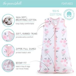 The Peanutshell Wearable Blanket Sleep Sack for Baby Girls, Solid & Pink Floral, Sizes up to 12 Months (Medium/Large)