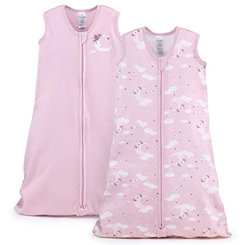 The Peanutshell Wearable Blanket Sleep Sack for Baby Girls, Pink Moon & Celestial, Sizes up to 12 Months (Medium/Large)