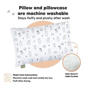 KeaBabies Toddler Pillow with Pillowcase, Jumbo 14X20 - Soft Organic Cotton Toddler Pillows for Sleeping - Machine Washable - Perfect for Travel, Toddler Bed Set (KeaFriends)