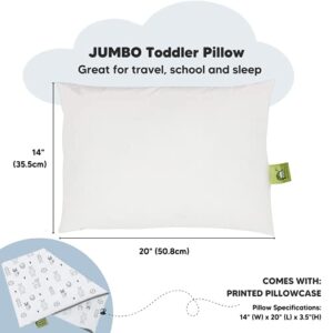 KeaBabies Toddler Pillow with Pillowcase, Jumbo 14X20 - Soft Organic Cotton Toddler Pillows for Sleeping - Machine Washable - Perfect for Travel, Toddler Bed Set (KeaFriends)