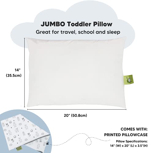 KeaBabies Toddler Pillow with Pillowcase, Jumbo 14X20 - Soft Organic Cotton Toddler Pillows for Sleeping - Machine Washable - Perfect for Travel, Toddler Bed Set (KeaFriends)