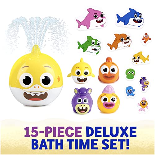 Baby Shark's Big Show! Bath Toy Bundle - 15 Pieces - Kids Bath Toys