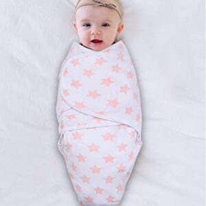 The Peanutshell Swaddle Blankets for Baby Girls, Pink Floral & Stars, 3 Pack Wrap Set, 2 Sizes (Small/Medium)