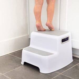 Ubbi Wide 2 Step Stool for Kids, Toddler Stool for Toilet Potty Training, Slip Resistant Soft Grip for Safety