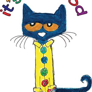 Kids Bedroom Nursery Pete The Cat Decal Home Art Picture Book Cat Design Vinyl Wall Decal | 20" x 25" Adhesive Living Room Cartoon Cat Character Decor Vinyl Wall Decoration Sticker