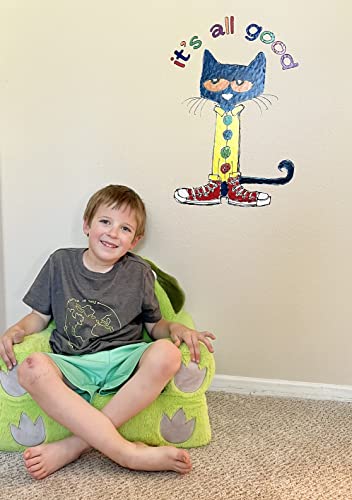 Kids Bedroom Nursery Pete The Cat Decal Home Art Picture Book Cat Design Vinyl Wall Decal | 20" x 25" Adhesive Living Room Cartoon Cat Character Decor Vinyl Wall Decoration Sticker